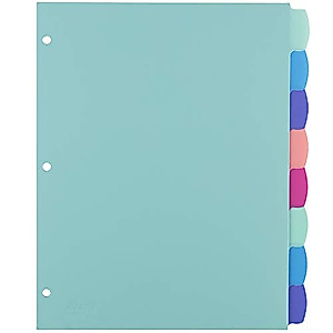 Avery Plastic 8-Tab Two-Tone Binder Dividers with Two Pockets, Insertable Bright Color Big Tabs, 1 Set (11989) & Plastic 8-Tab Write & Erase Big Tab Dividers for 3 Ring Binders, Pastel Brights (16271)