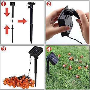 Outdoor Halloween Decorations Solar Powered 8 Modes,16Ft 20 LED Halloween Pumpkin String Lights,Waterproof Holiday Garden Tree Hanging Decorations for Party Home Thanksgiving Christmas Decor(5M)