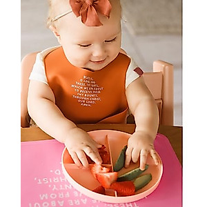Be A Heart Silicone Bibs for Babies & Toddlers, Meal Blessing Prayer Bib, Baby Baptism Gift (Sage)
