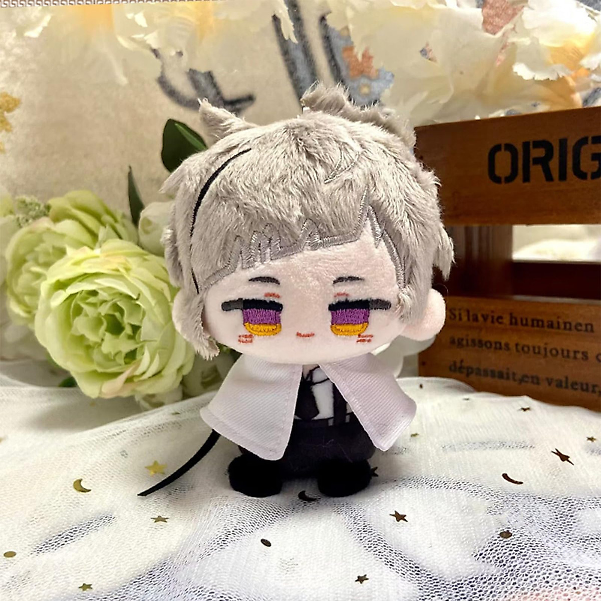 CALEMBOU Anime Plush Keychain, 4" Cute Chibi Atsushi Plush Figure Key chain Accessories for Backpack, Dazai Osamu Chuuya Rampo Dostoevsky Plush for BSD Fans (Nakajima Atsushi)
