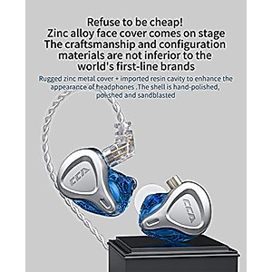 CCA CSN Hybrid Dual Drivers in-Ear Headphones, 1DD+1BA HiFi Stereo Noise Isolating IEM Wired Earphones/Earbuds/Headsets with Detachable Cable for Sports/Workout/Game (with MIC, Blue)