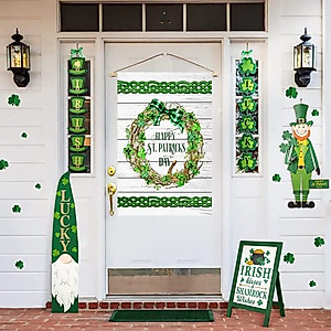 Surfapans Happy St Patricks Day Wreath House Flag 28x40 Inch Double Sided Outside Burlap Large Outdoor Yard Flags Porch Home Farmhouse Decoration
