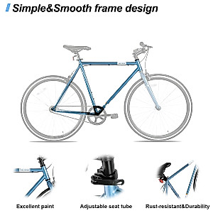 Hiland 700C Mens Road Race Bike, Single Speed Fixed Gear Womens Bicycle with Light Frame for Commuter, Adult Urban Hybrid Bike