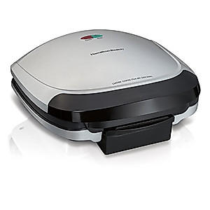 Hamilton Beach Electric Indoor Grill, 6-Serving, Nonstick Easy Clean Plates, Silver (25371)