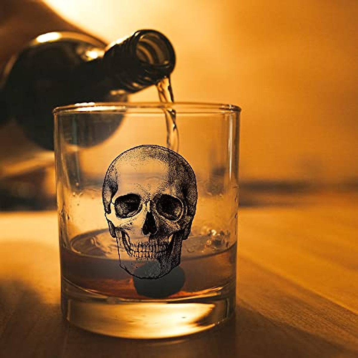 AGMdesign Skeleton Skull Whiskey Glass, Halloween Whiskey Glass, Fathers Day Gift for Men, Husband, Dad, Brother, Best Friend
