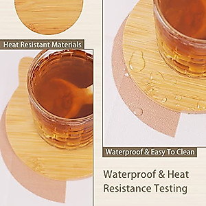 Baveke Bamboo Crafted Unique Adorable Cat Shaped Coasters Set of 6 for Bar Dining Table Kitchen Home Décor - 5.3 Inches, Natural