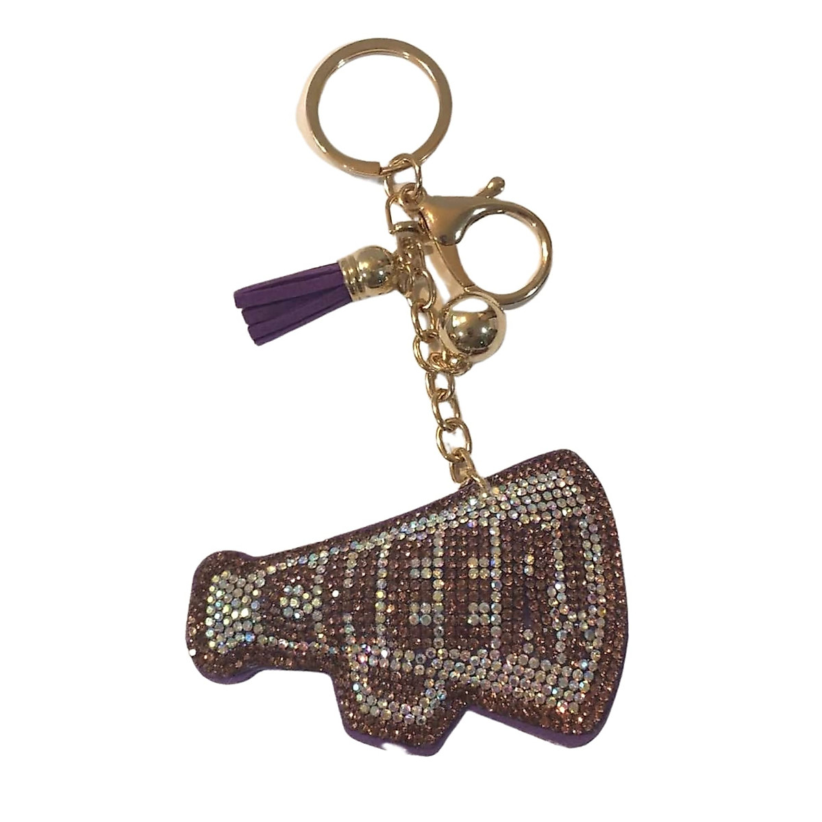 Popfizzy Pink Cheer Keychain for Girls, Bling Cheerleader Backpack Key Chain, Rhinestone Bag Charms, Keyring Key Fob