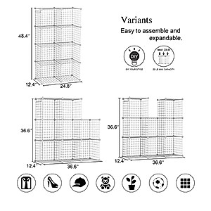 C&AHOME Wire Cube Storage, 8-Cube Organizer Metal C Grids Storage, Storage Bins Shelving, Modular Shelves, DIY Closet Cabinet Ideal for Living Room, Home, Office 24.8" L x 12.4" W x 48.4" H White