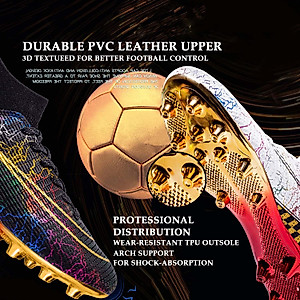 HESBITEUL Men's Women's Soccer Shoes Boys Gold-Soled Spikes Football Shoes Student Grass Training Shoes Outdoor Football Boots Unisex