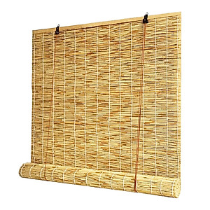 Roll Up Bamboo Shades Blinds for Patio ★Custom Size★Retro Reed Blinds Outdoor Roll Up Shades for Porch Sun Shade Reed Curtains Window Shades for Home Bamboo Roman Shades Privacy