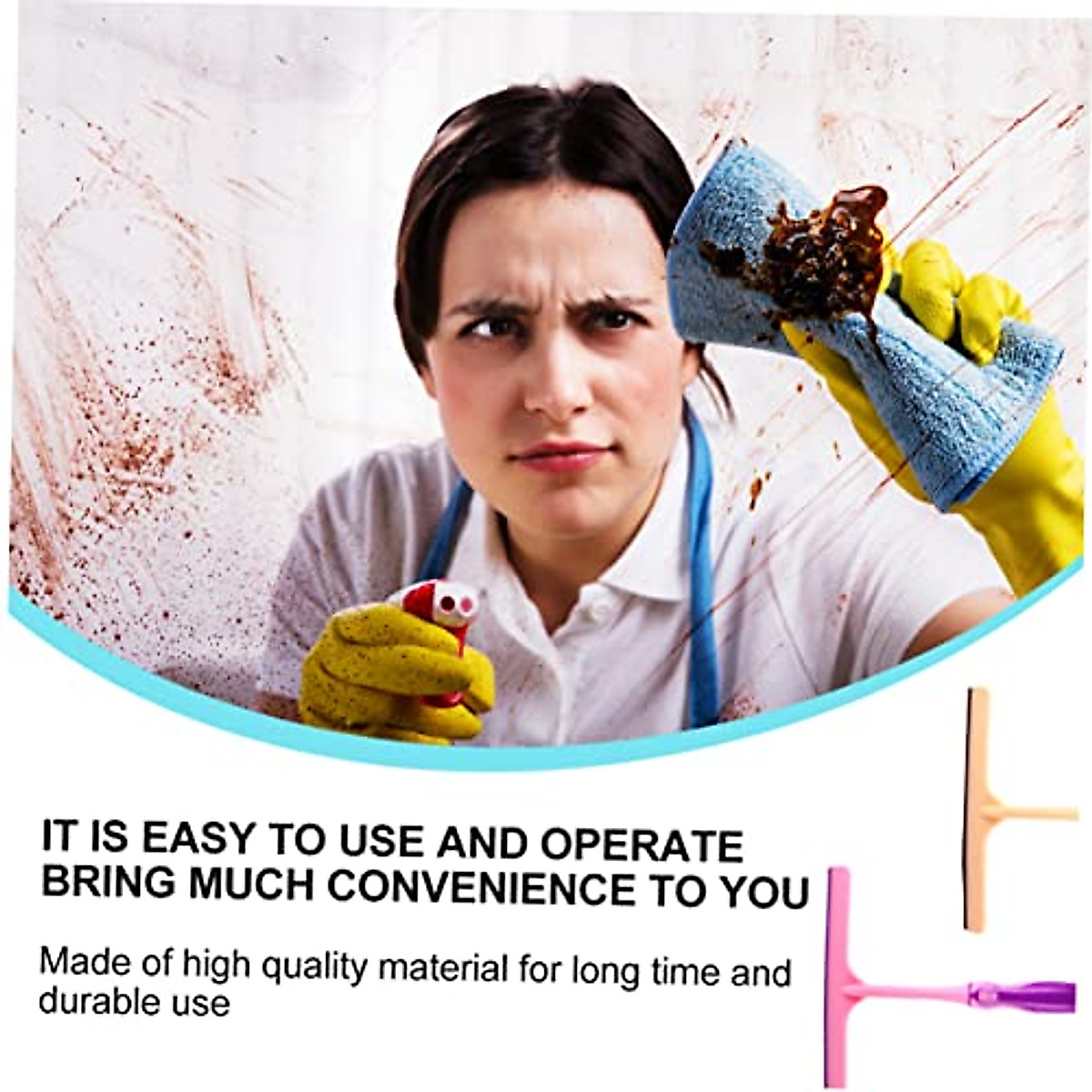 WOONEKY 2pcs for Squeegee Showerrandom Auto Color Scrubbers Convenient Shower Tools Car Window Cleaner Cleaning Scrubber Tool Short Glass Windshield Bathroom Handle Practical