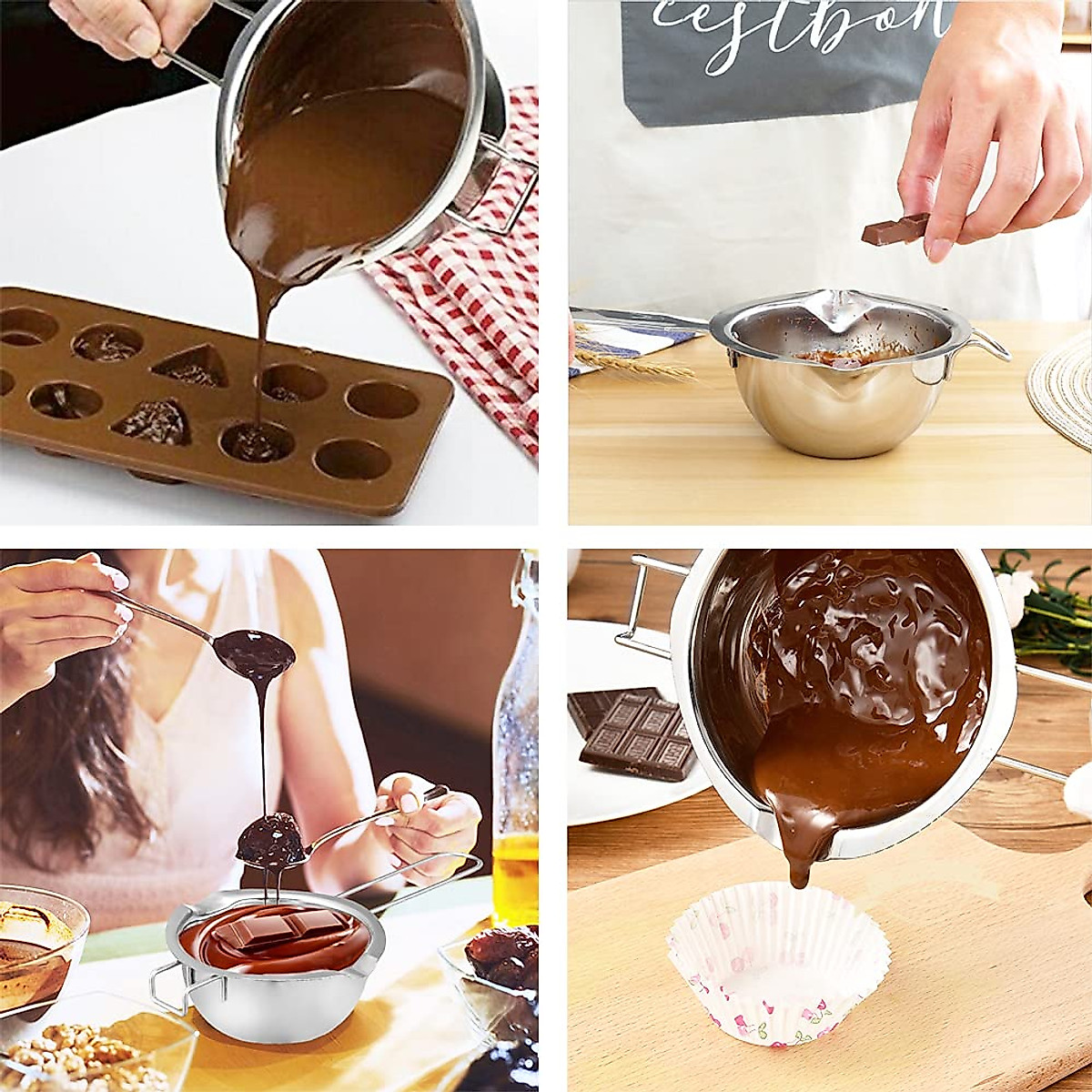 qqqqqq Double Boiler Stainless Steel Pot of Chocolate Melting Water Heating Melting Pot Bowl Baking Heating Container for Butter Chocolate Cheese Caramel