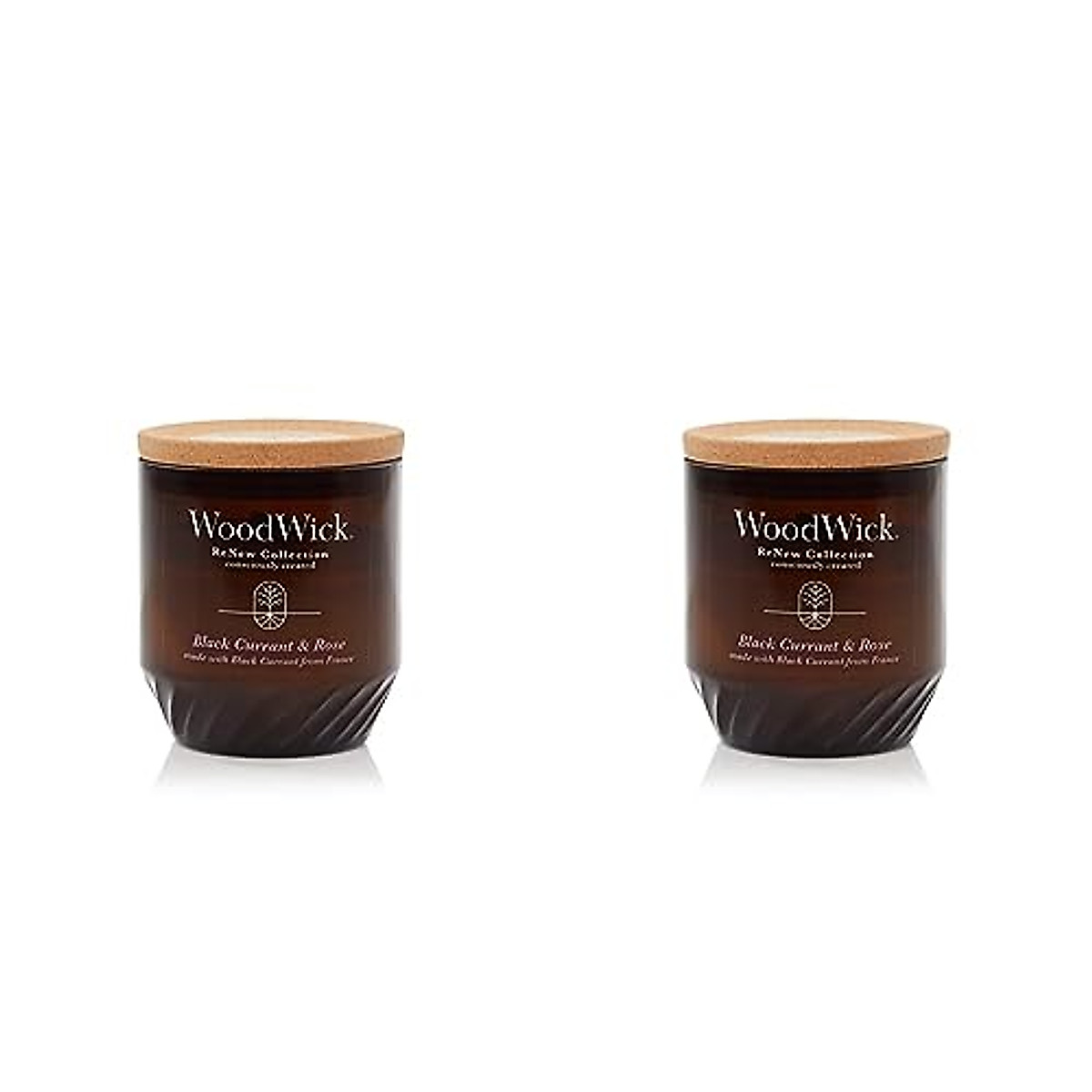 WoodWick® Renew Medium Candle, Black Currant & Rose Scented Candles, 6oz, Plant Based Soy Wax Blend, Made with Upcycled Materials and Essential Oils, Up to 55 Hours of Burn Time
