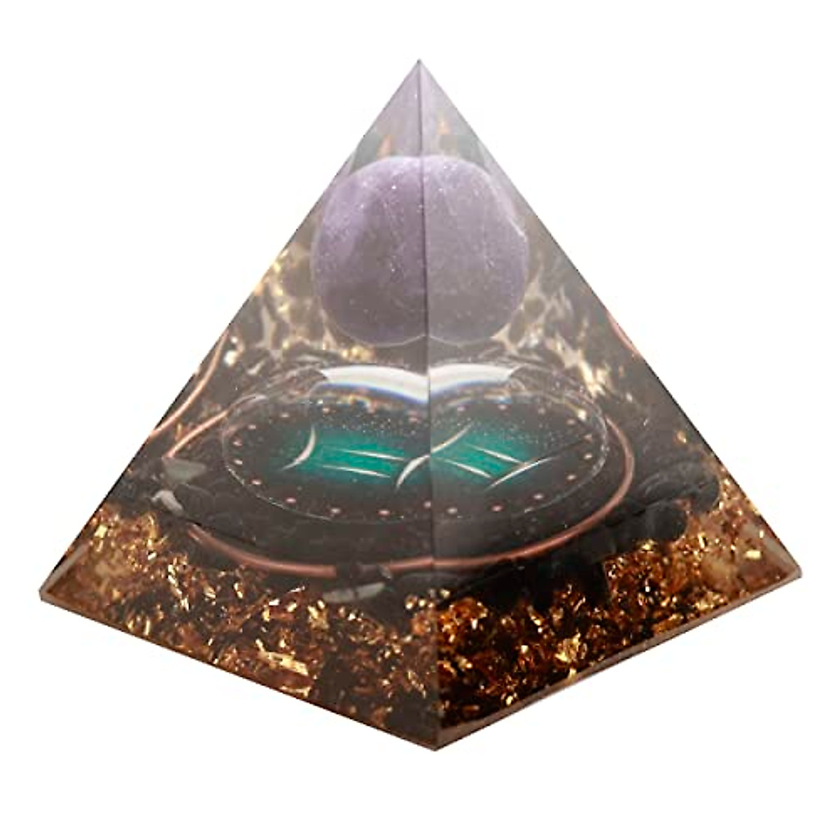 12 Zodiac Orgone Crystal Pyramid, Natural Amethyst with Obsidian,Healing Crystals Pyramid for Protection Chakra, Unique Constellation Pyramid for Positive Energy, Healing Money Health(Gemini)
