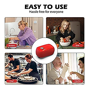 Rechargeable Can Opener, Vcwtty No Sharp Edge Electric Can Opener, Open Your Cans with A Simple Push of Button, Food-Safe, Kitchen Gifts for Arthritis and Seniors (Red)