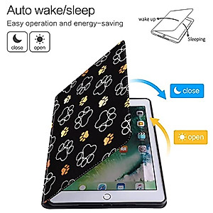 iPad Mini 6 Case, iPad Mini 2021 6th Generation Case Auto Sleep/Wake Multi-Angle Stand for iPad Mini 6th Gen 8.3 Inch , Cute Dog Paw Prints Gold White