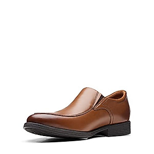 Clarks Men's Whiddon Plain Loafer, Dark Tan Leather, 12
