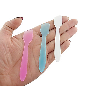 3.2 Inch 5 Color Plastic Cosmetic Spatulas, Disposable Makeup Tools Spoon for Mixing and Sampling, 100 Pcs Random Color