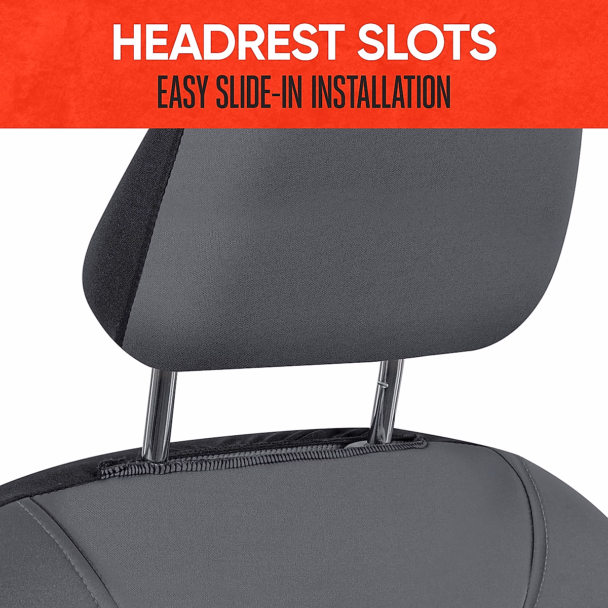 Motor Trend AquaShield Car Seat Covers for Front Seats, Solid Gray – Two-Tone Waterproof Seat Covers for Cars, Neoprene Front Seat Cover Set, Interior Covers for Auto Truck Van SUV