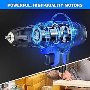21V Cordless Drill Set, Electric Power Drill with 1 Battery and Charger, 3/8'' Keyless Chuck, 45Nm, 25+1 Torque, 2 Variable Speeds,26pcs Drill Bits & LED Electric Drill Set for Home and Garden DIY