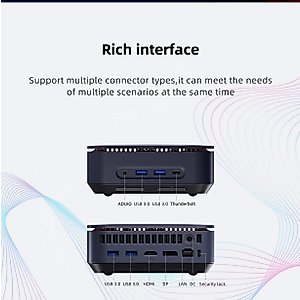 KAMRUI Thin Client Mini PC 11th Intel 4-Core i7-1165G7 Iris Xe Graphics 16GB DDR4 RAM 512GB NVMe SSD WiFi AX BT HDMI DP Thunderbolt4 RJ-45 Fingerprint Build-in Speaker Windows 11 Pro