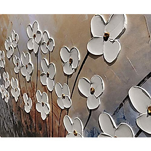 Yihui Arts Flower Canvas Wall Art with 3D Hand Painted Textured Modern Large Oil Painting Contemprary Aesthetic Floral Pictures for Living Room Bedroom DinningDecor