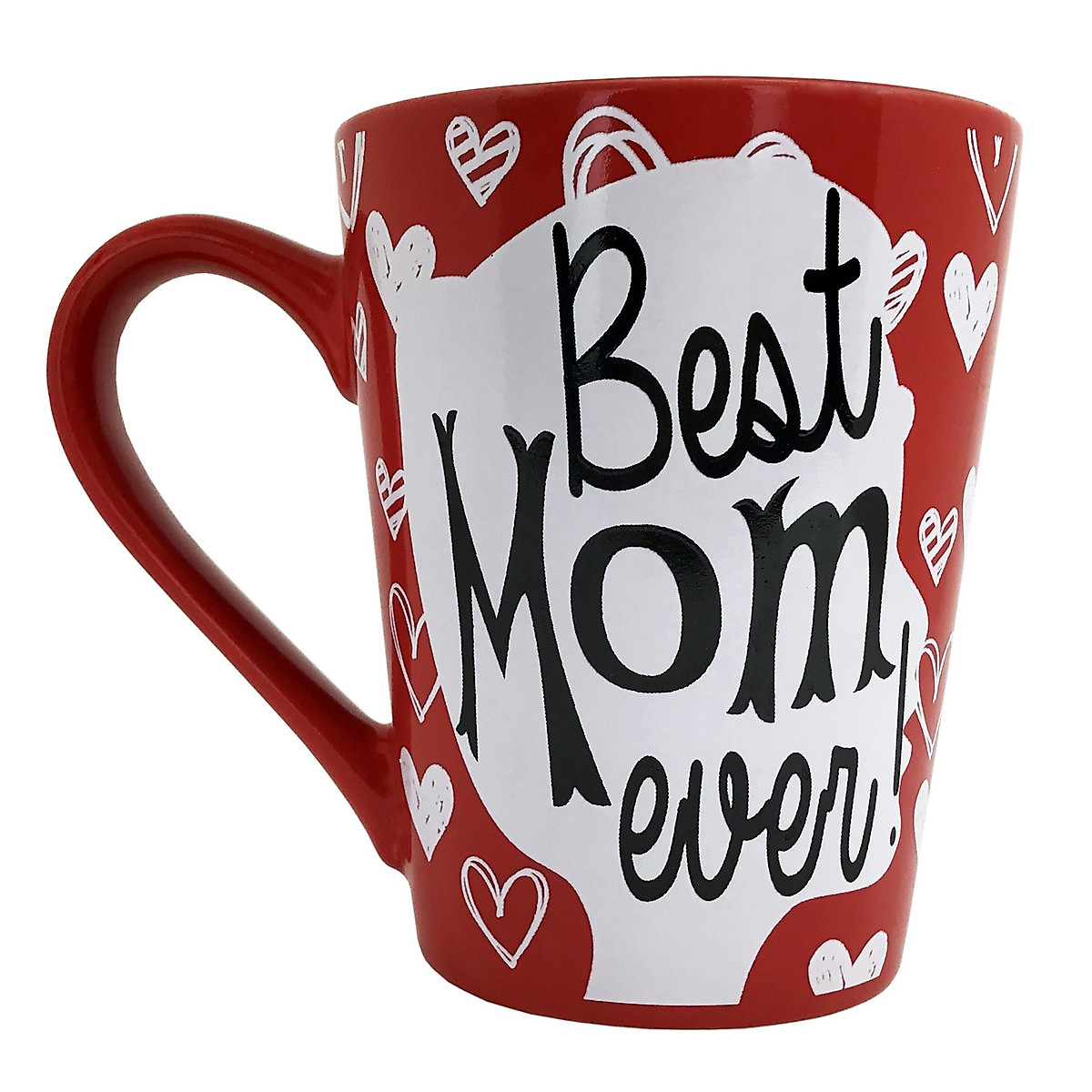 KINREX Best Mom Ever Mug – Valentines Day Gifts Mothers Day Gifts Coffee Cup for Women, Mother, Grandmother, Parent, Gift for Christmas, Birthday, Thanksgiving, Red, 12 oz. Novelty Tea Cups