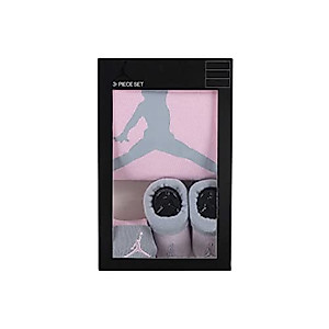 Nike Jordan Baby Long Sleeve Bodysuit, Hat and Booties 3 Piece Set (P(LJ0263-A9Y)/G, 0-6 Months)