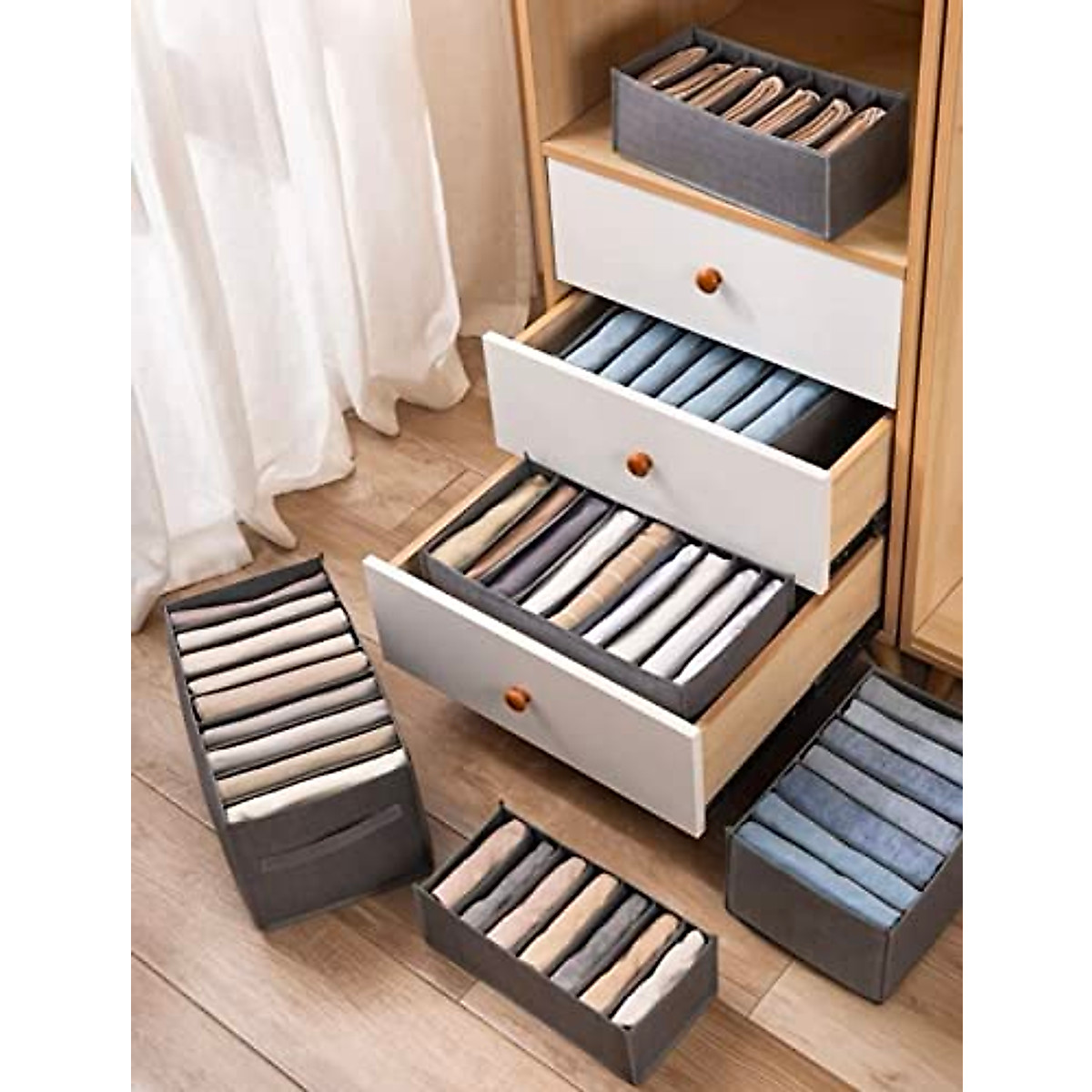 9 grid, Drawer Organizers for Clothing, Clothes Organizer, Wardrobe Clothes Organizer, Clothes Organizer for Folded Clothes, Wardrobe Organizer for Jeans Pants Sweaters T-shirts Underwear