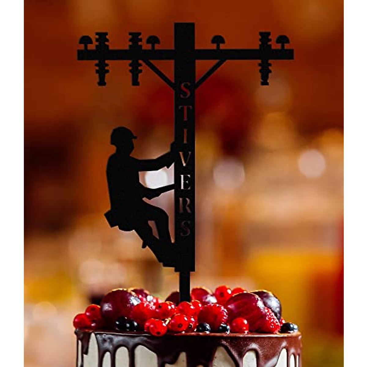 Lineman birthday Cake Topper- Personalized Lineman retirement cake topper, custom line worker cake topper, wire worker cake topper, JOURNEYMEN