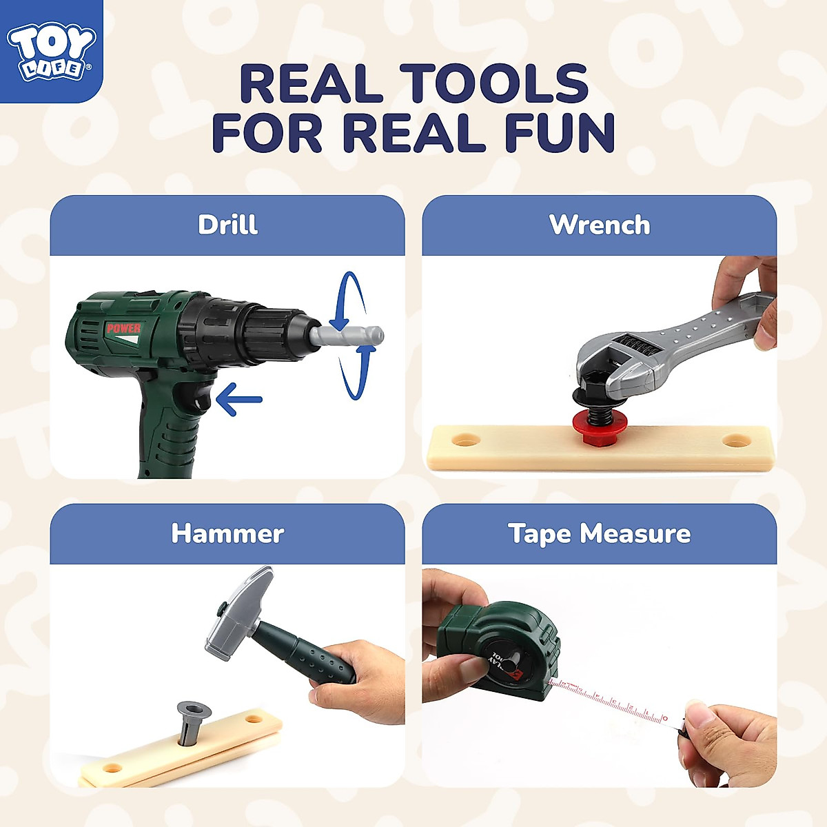 STEAM Life Kids Toddler Tool Set for Boys with Electric Toy Drill, Toy Tool Set for Toddlers, Kids Tool Box with Toy Hammer, Baby Tool Set, Tool Set for Kids Ages 3-5, Kids