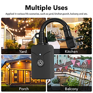 Outdoor Smart WiFi Plug Outlet, HBN Heavy Duty Wi-Fi Timer with One Grounded Outlet, Wireless Remote Control by App Compatible with Alexa and Google Home Assistant 2.4 GHz only, ETL Listed (1 Pack)
