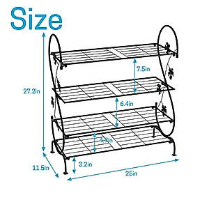 Nijoam 4-Tier Shoe Rack Storage, Metal Wire - Weatherproof Shoe Shelf Stand for Outdoor, Entryway, Organizer - Black -27inch