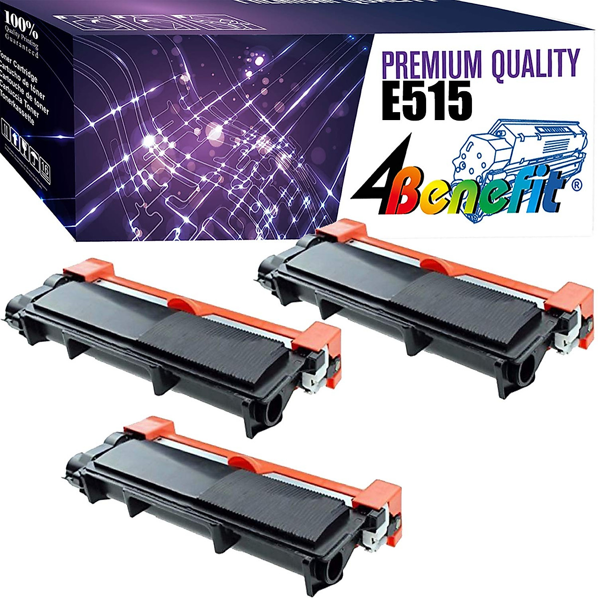 Dell (3-Pack, Black) 4Benefit Compatible E310dw Toner Cartridge Replacement E310 E515 E514 Toner (3xBlack) Used E310dw E515dw E514dw E515dn E310 E514 E515 Laser Printers
