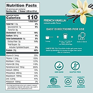 Designer Wellness Designer Whey Natural 100% Whey Protein Powder with Probiotics , Fiber, and Key B-Vitamins for Energy, Gluten-free, Non-GMO, French Vanilla 12 oz