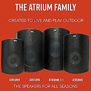 Polk Audio Atrium 8 SDI Flagship Outdoor All-Weather Speaker (Black) - Use as Single Unit or Stereo Pair | Powerful Bass & Broad Sound Coverage