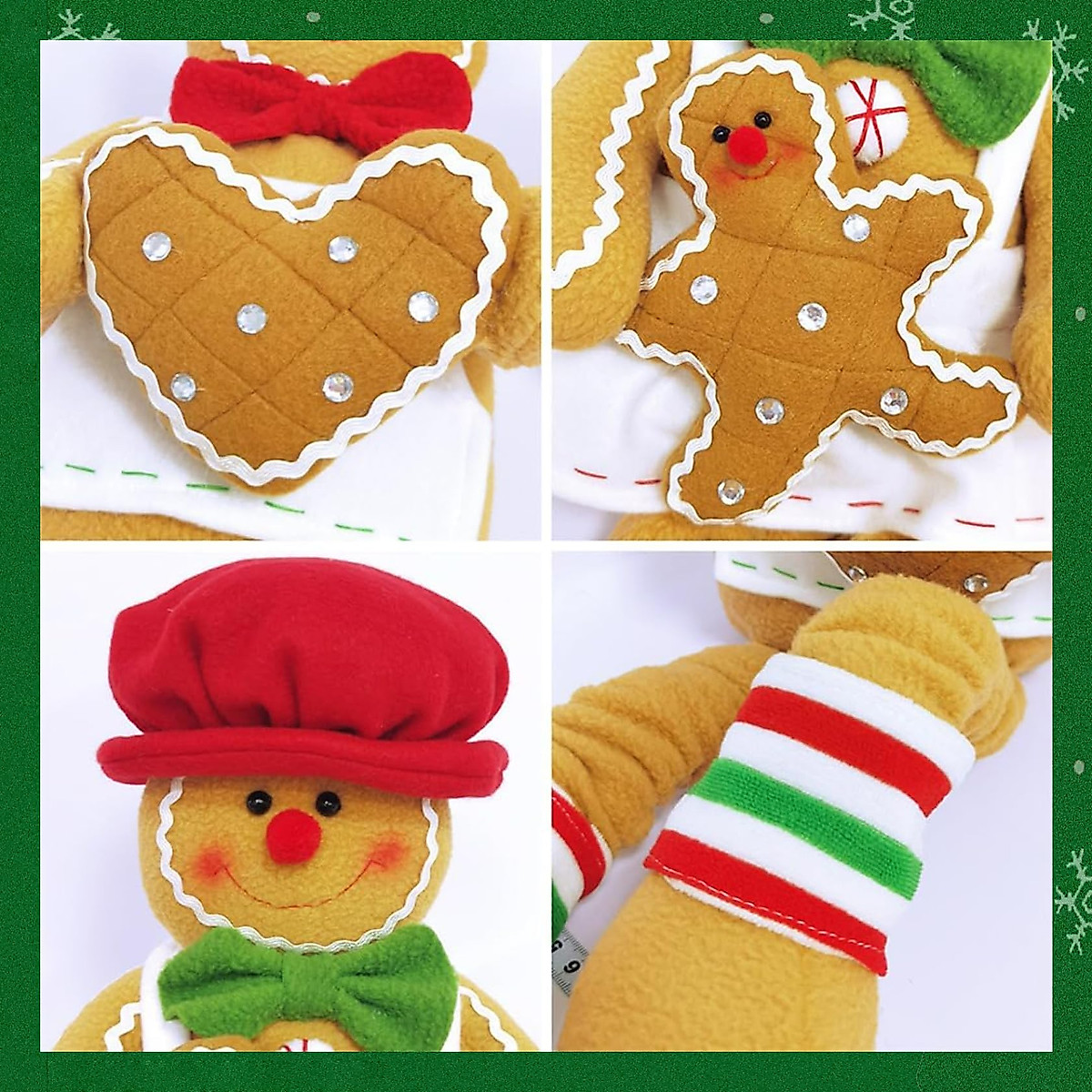 DAGLLGEW Gingerbread Man Plush 2Pcs Christmas Gingerbread Pillow Stuffed Cute Gingerbread Man Plush Toys Gingerbread Christmas Decorations Gifts for Christmas