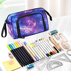 Sletend Cool Galaxy Pencil Bag Pencil Case for Teen Boy Girl, Big Capacity Pen Bag Zipper Pencil Pouch with Handheld Aesthetic Pencil Pouch with Print School Office Pencils Stationery