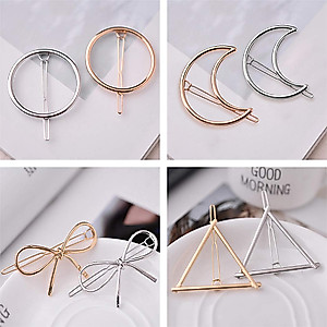 Fascigirl 8 Pcs Hair Clip for Women - Hair Barrettes Hair Pins Moon Triangle Circle Butterfly Hair Clips for Girls Thick Hair Styling Accessories