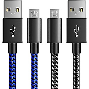 6amLifestyle PS4 Controller Charger Charging Cable 10ft 2 Pack Nylon Braided Extra Long Micro USB 2.0 High Speed Data Sync Cord Compatible for Playstaion 4, PS4 Slim/Pro, Xbox One S/X Controller