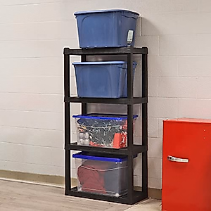 Oskar 4-Tier Storage Shelf, Heavy Duty Shelving Unit, 400 lbs(14 x 30 x 57 inches), Multipurpose Organizer for Garage, Basement, Laundry Room, Utility Shed, Workshop, Made in North America, Black