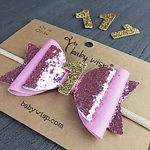 Baby Girl's Wisp Elastic Headbands with Bow, Nylon Head Bands for Infants, Toddlers, First Birthday