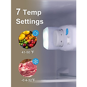 KRIB BLING 3.5 Cu.Ft Retro Refrigerator with Freezer 2 Door Energy Saving Top-Freezer Compact Refrigerator with 7 Level Adjustable Thermostat Control Cream