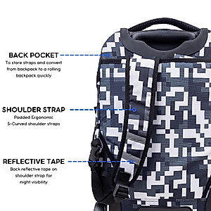 J World New York Lunar Rolling Backpack, Laptop Bag with Wheels, Camo, 19.5"