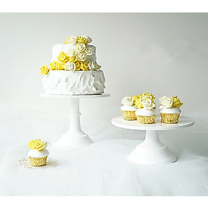 VILAVITA 2-Set Modern Cake Stands Round Cake Stand Cupcake Stands for Baby Shower, Wedding Birthday Party Celebration, White