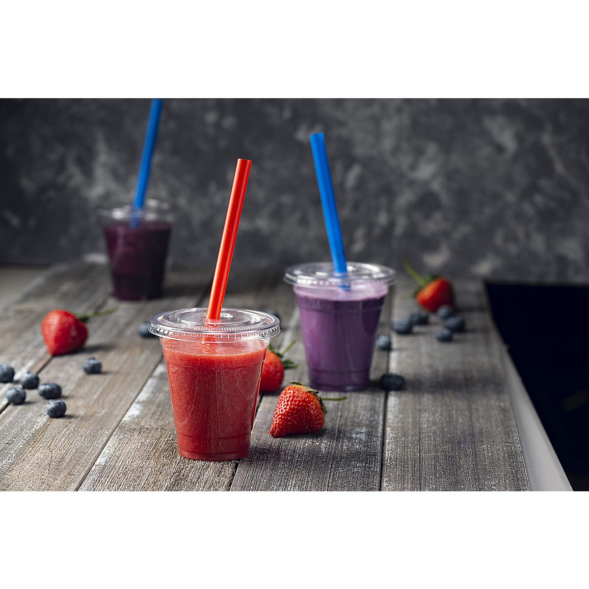 Black Jumbo Smoothie Straws, Black Disposable Wide-mouthed Large Milkshake Straws 9'' Inches High/Tall 100 pack