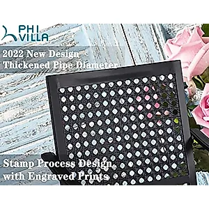 PHI VILLA Patio Dining Chairs, 300Lbs Wrought Outdoor Metal Dining Chairs with Armrest for Outdoor Kitchen Garden, Backyard - 4 Pack