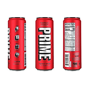 Prime Hydration Drink Energy Cans 6 Flavor Variety Sampler Pack! - 200mg Caffeine, Zero Sugar, 300mg Electrolytes, Vegan - (12 Fl Oz Cans)