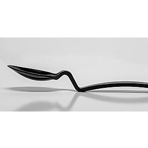 Go Touchless! Ergonomic Flatware Cutlery Set for 12 | Fork, Spoons & Knives Silverware Utensil Set | Reusable Dinnerware Sets Plastic Top Rack Dishwasher Safe | Black Flatware 36 Count
