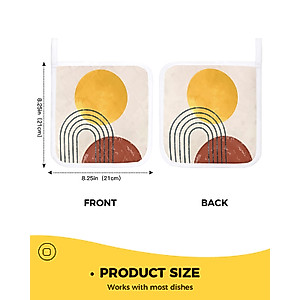 Pot Holder Set of 4 Mid Century Boho Sun Abstract Potholder Heat Proof Non-Slip Pot Holders,Minimalist Terracotta Aesthetic Hot Pads Potholders for Kitchen Cooking Baking BBQ